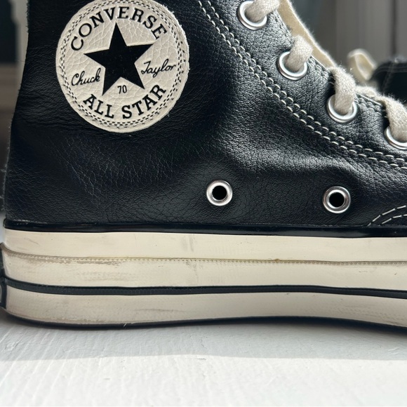 Converse | Shoes | Converse Black And White Hightop Sneakers With Faux ...